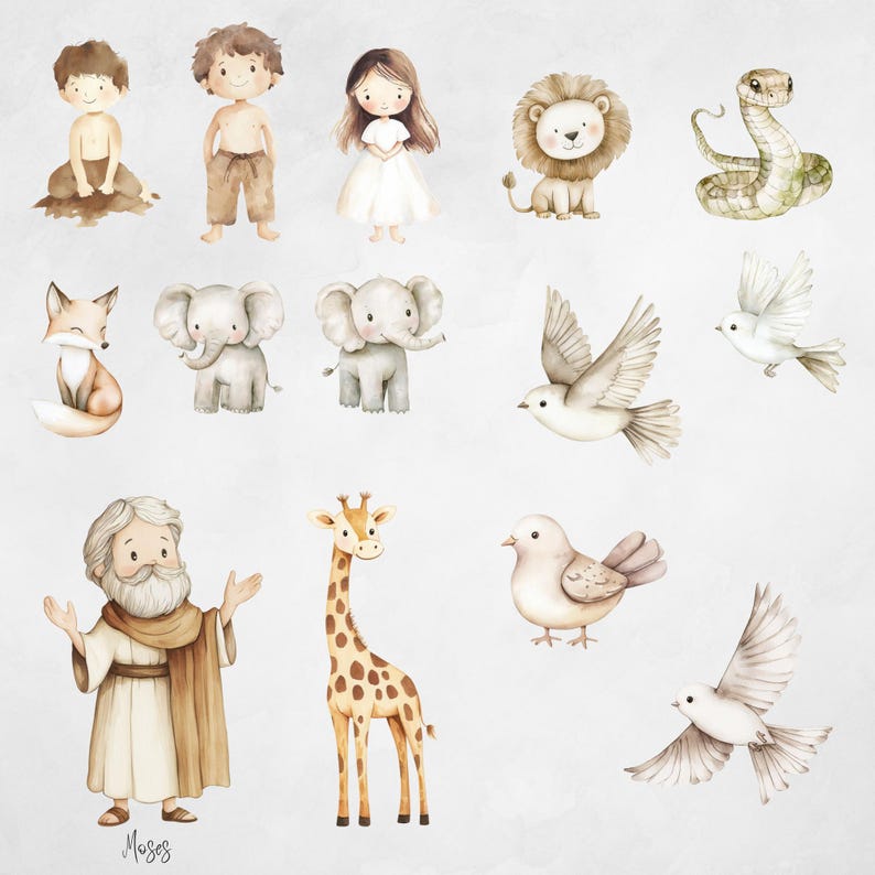 Watercolor Bible Clipart Bundle, Creation of Adam PNG, Old Testament ...