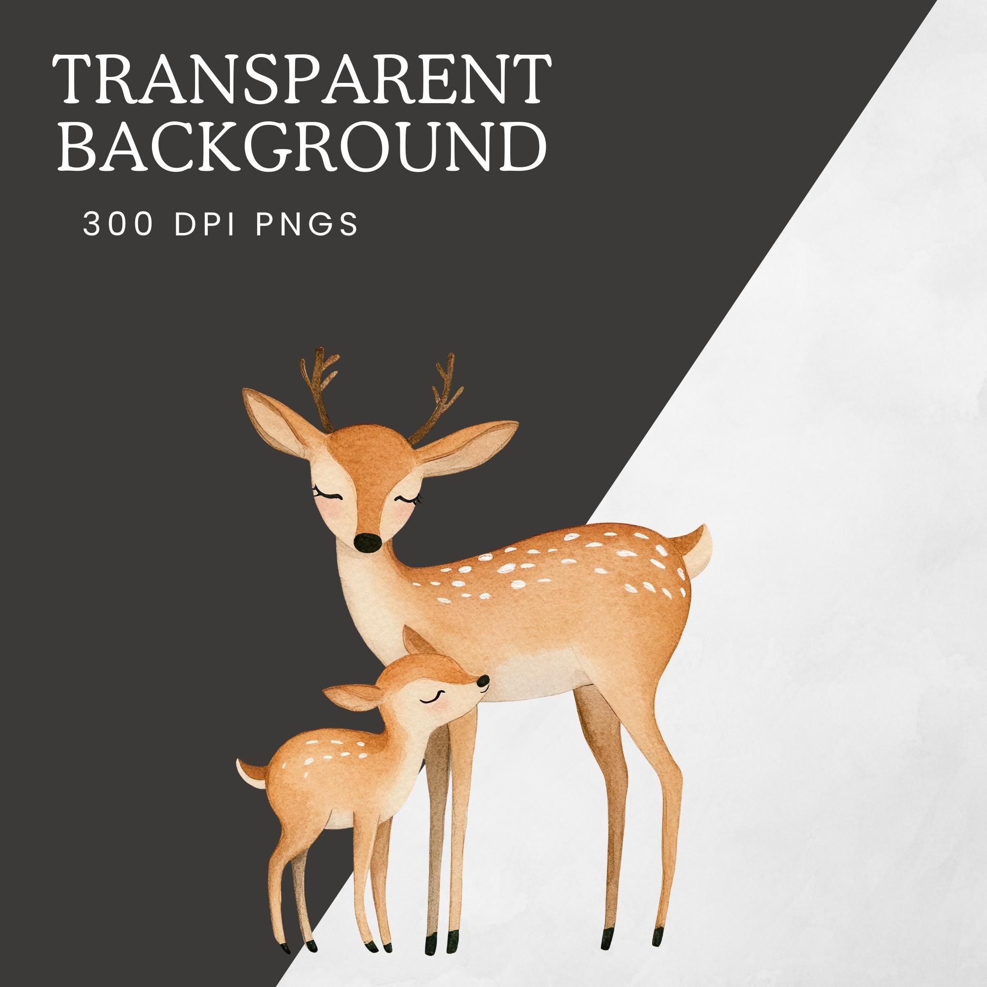 Mom and Baby Animal Clipart, Cute Mothers Day Clip Art, Watercolor ...