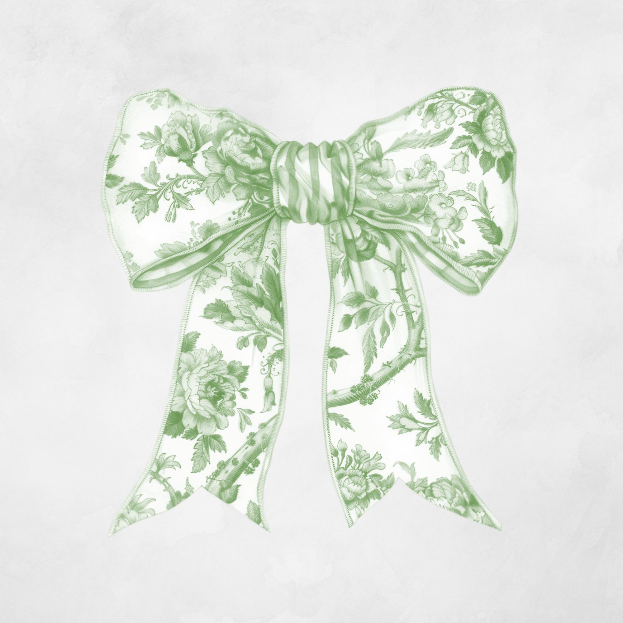 Sage Green Toile Bow Clipart | Vintage French Toile De Juoy | Coquette ...