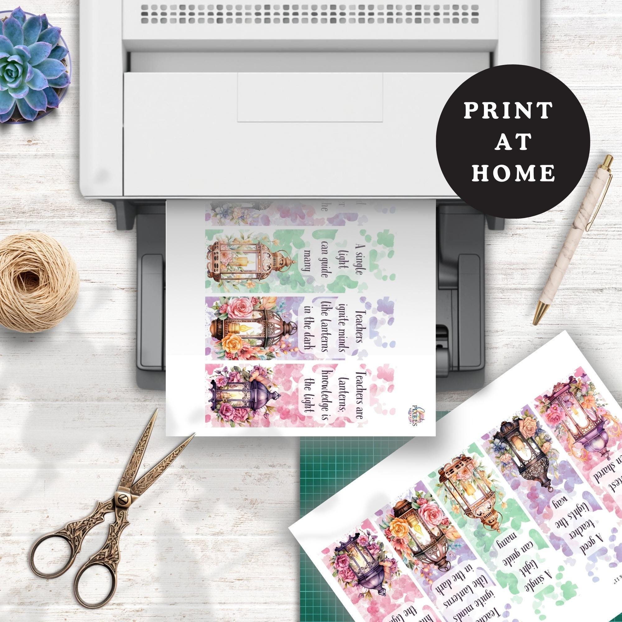 Printable Bookmarks for Teachers, Floral Lantern Teaching Quote ...