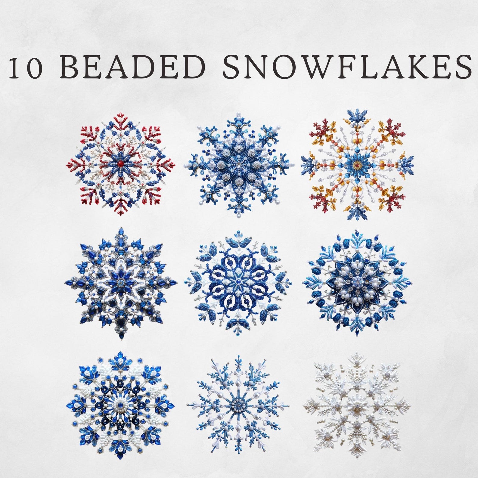 Beaded Snowflake Ornament Clipart | Watercolor PNG | Christmas ...