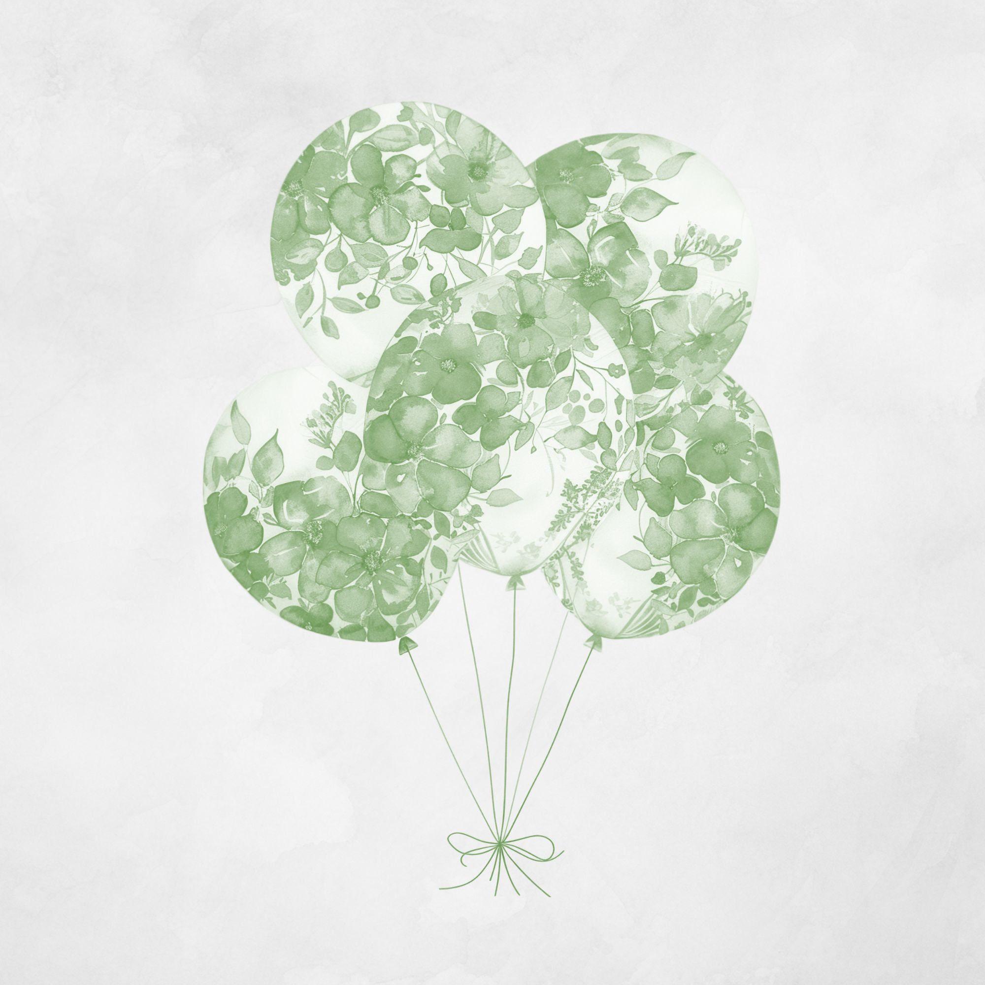 Sage Green Toile Balloons Clipart Pack | Baby Shower Toile De Juoy PNG ...