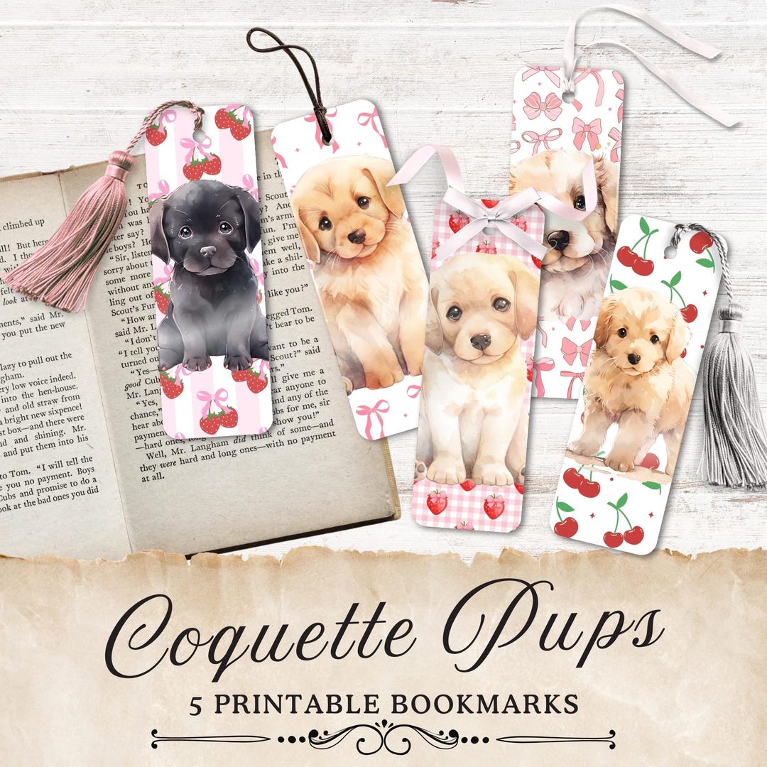 Coquette Printable Bookmarks, Cute Pastel Puppies, Labradors ...