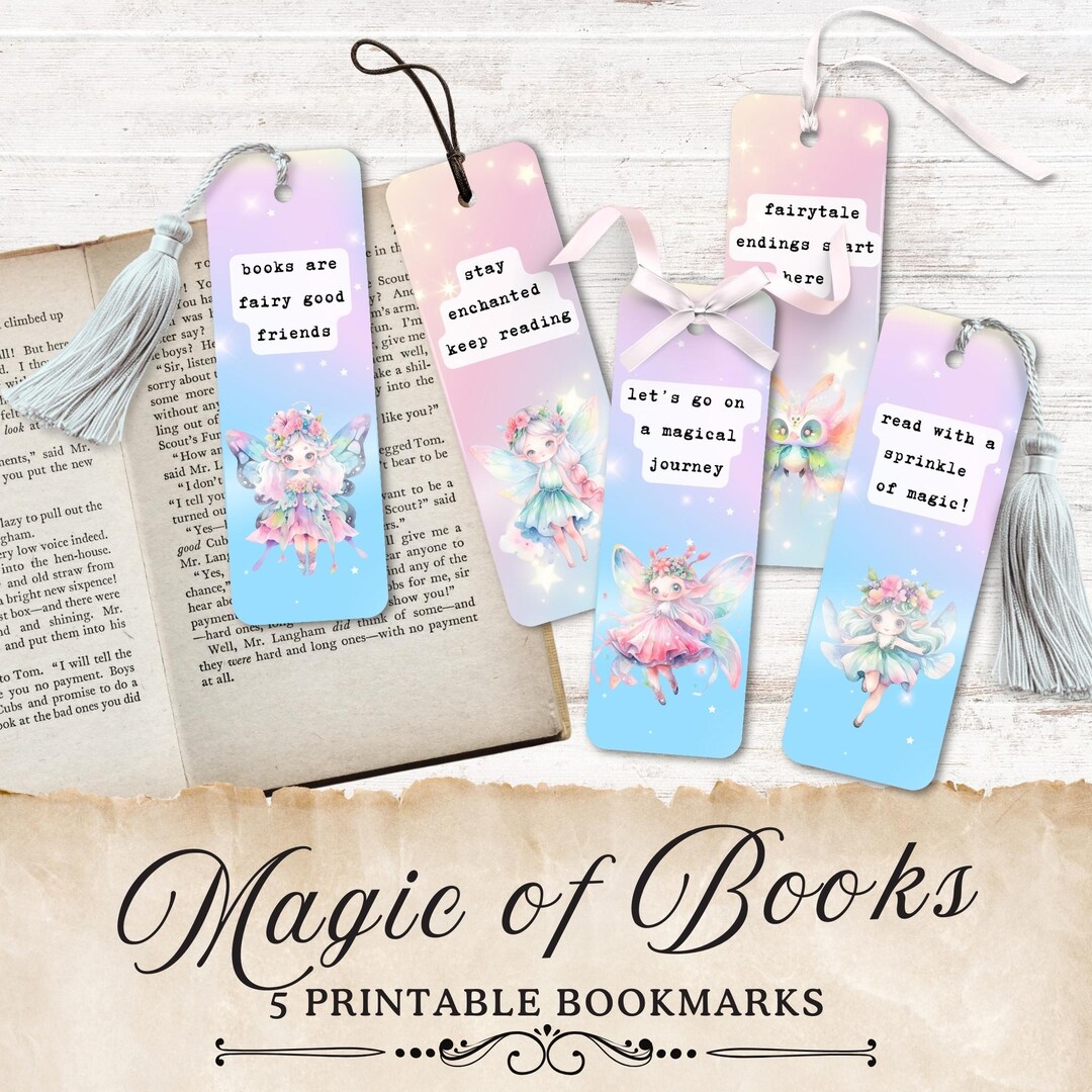 Fairy Printable Bookmark, Winged Sprites, Magical Bookmarks, Print at ...