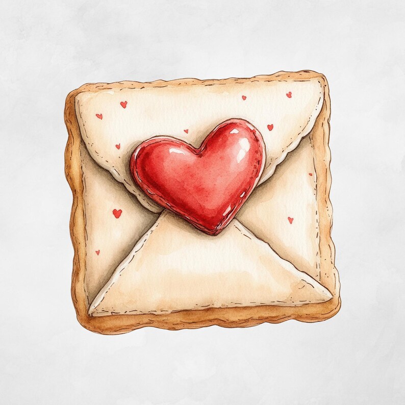 Valentine's Day Cookies Clipart, Cute Watercolor Valentine Graphics ...