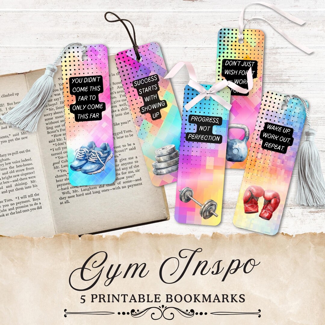 Printable Bookmarks for Women, Fitness Inspiration Bookmarks, Print at ...