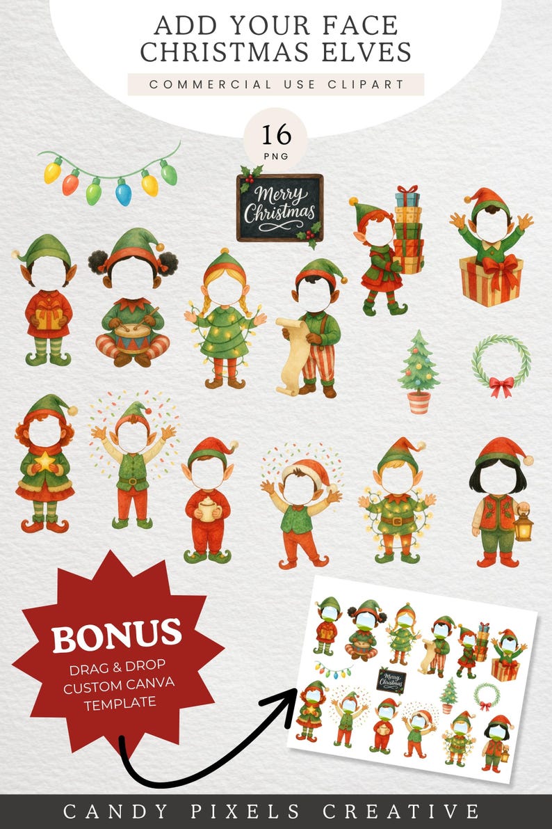 Add Your Own Face Clipart, Christmas Elves Add Your Photo Clip Art ...