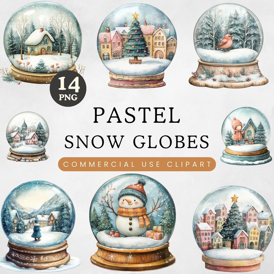 Snowglobe Clipart | Cute Christmas Snow Globes, Watercolour Pastel ...