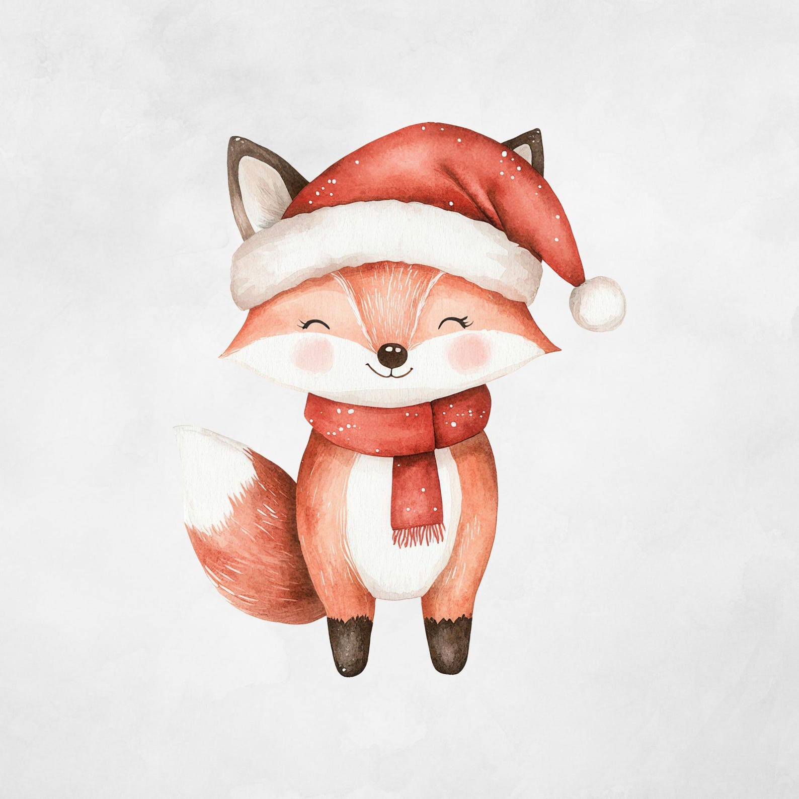 Watercolor Cute Christmas Woodland Animals Clipart Download, Holiday ...