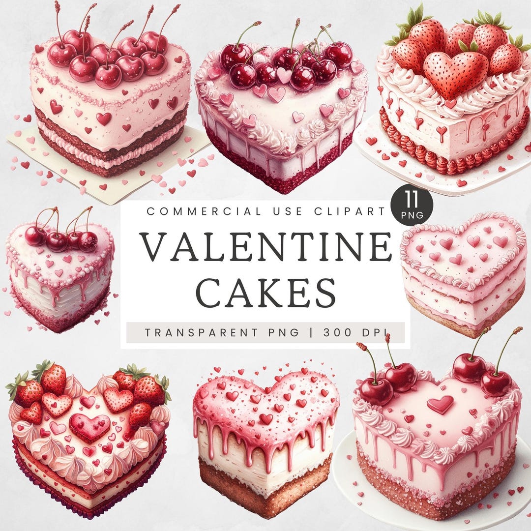 Heart Cake Clipart, Valentine Heart Cake PNG, Strawberry Cake Clip Art ...