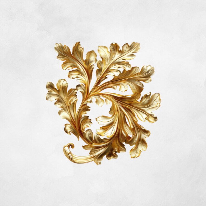 Gold Filigree Clipart | Gold Leaf Botanical Flourishes | Digital ...