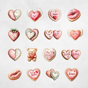 Valentine's Day Cookies Clipart, Cute Watercolor Valentine Graphics ...