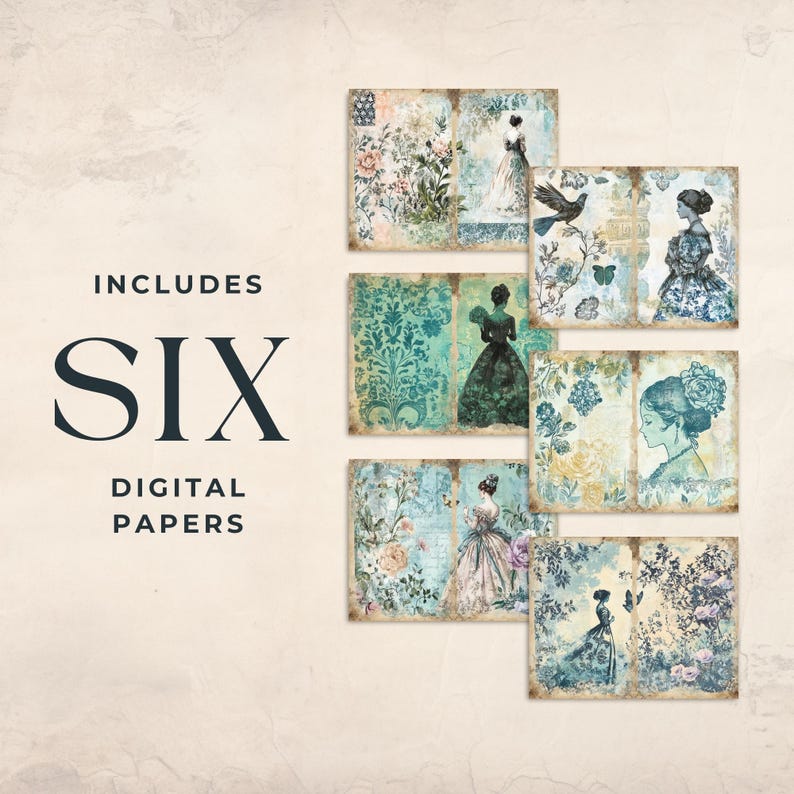 Regency Era Junk Journal Pages, 6 Jane Austen Printable Digital Papers ...