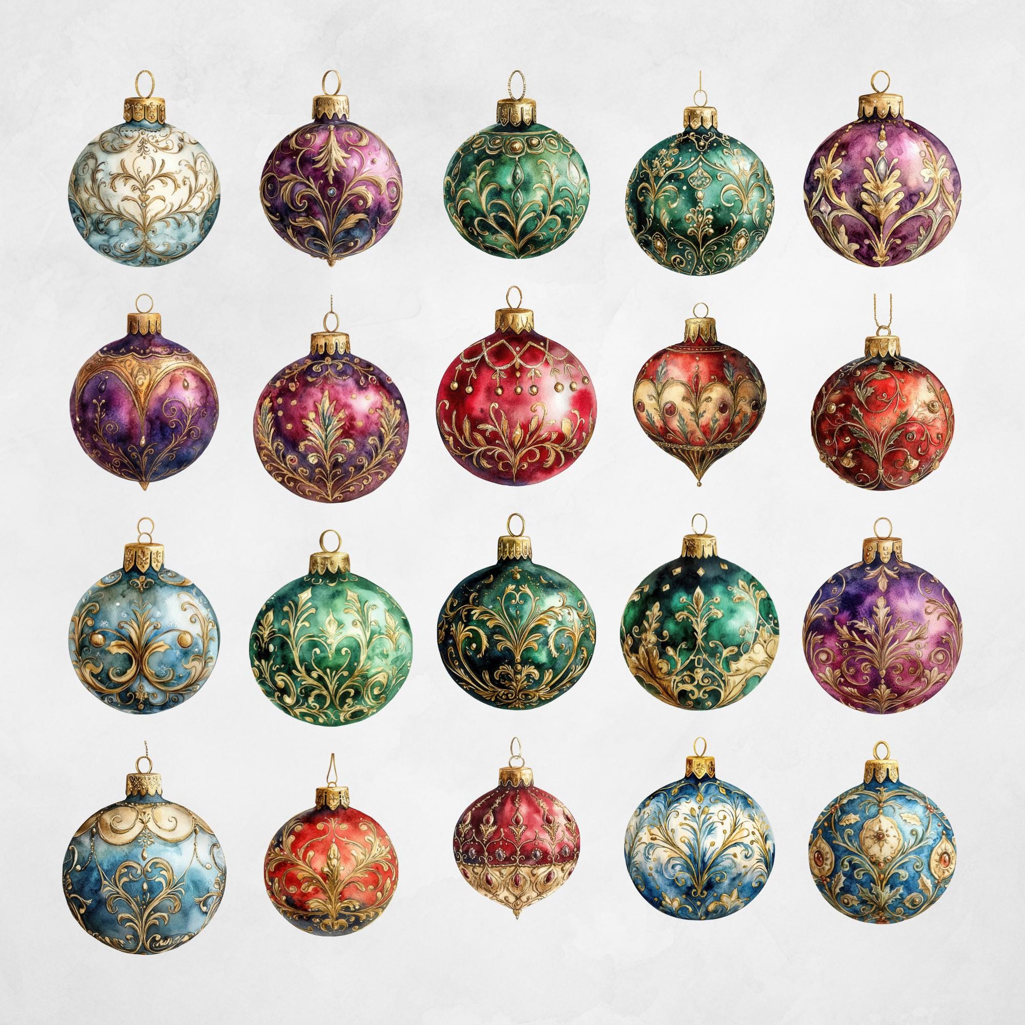 Victorian Christmas Ornament Clip Art Download, Vintage Xmas Baubles ...