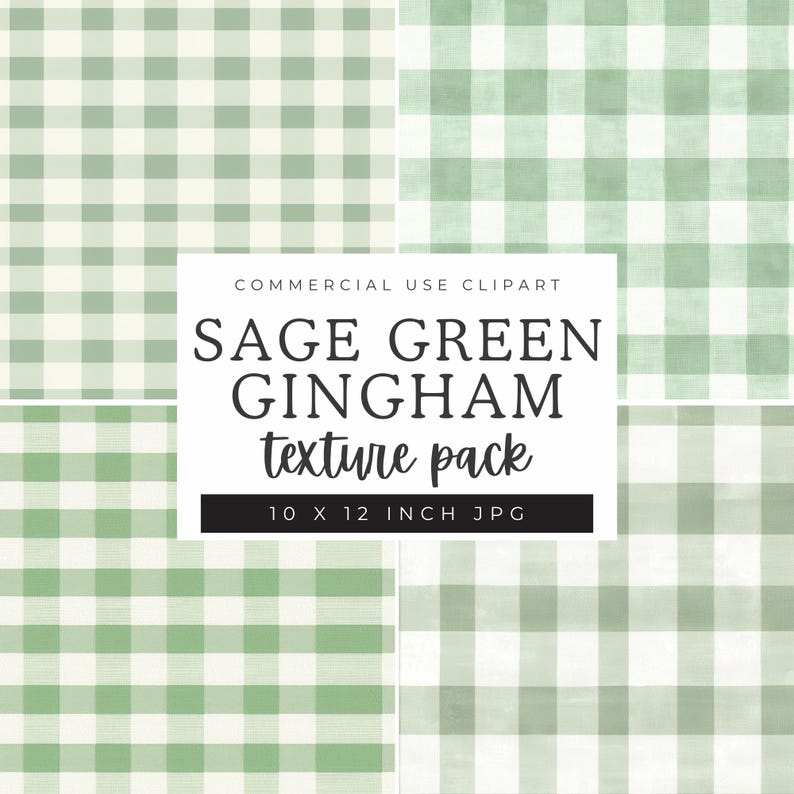 Sage Green Gingham Pattern Digital Paper, Plaid Background Texture ...
