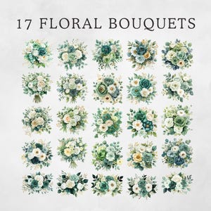 Emerald Green Roses PNG | Wedding & Bridal Watercolor Floral Clipart ...