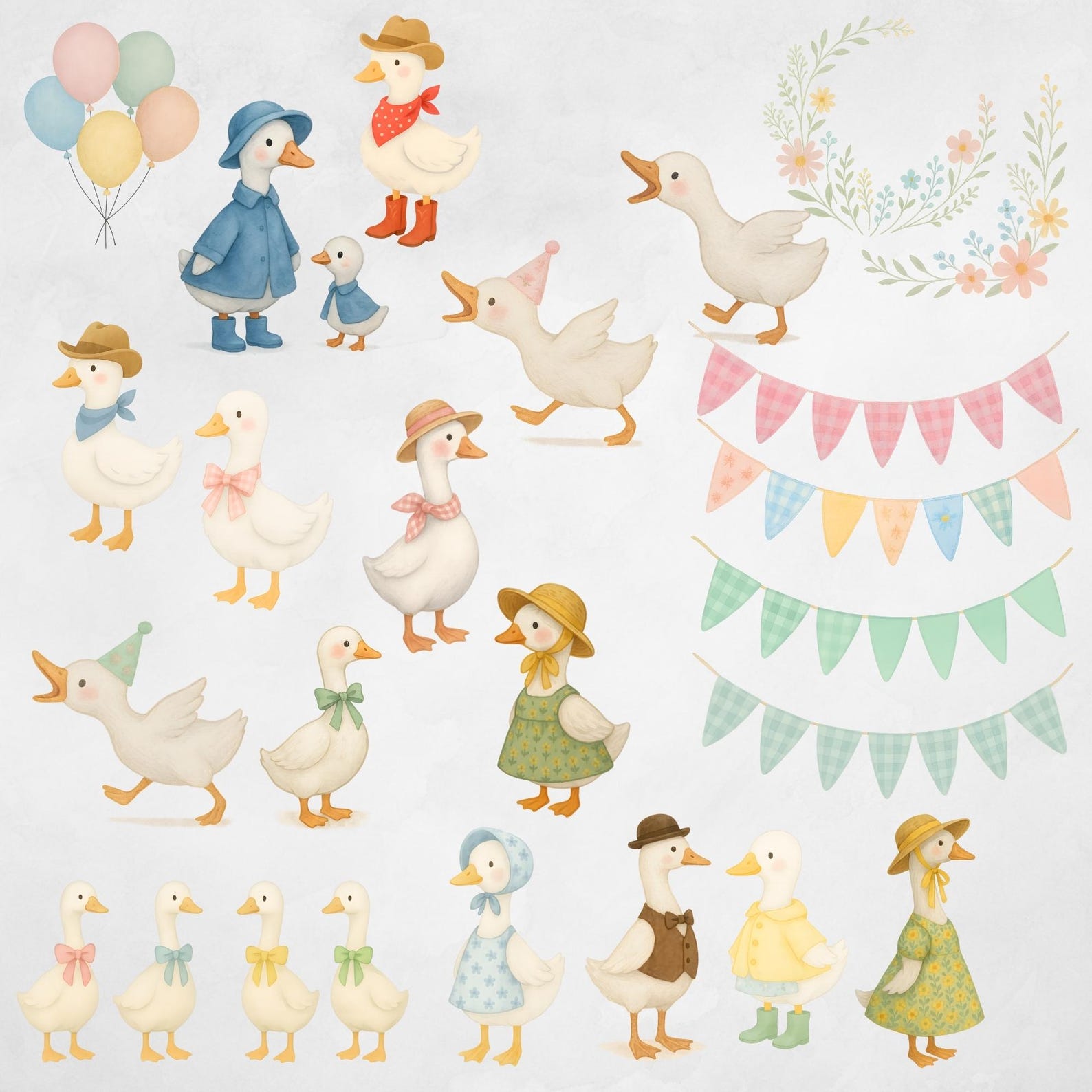 Goose Clipart Set, Cute Geese Clip Art, Farmhouse Animals PNG, Farm ...