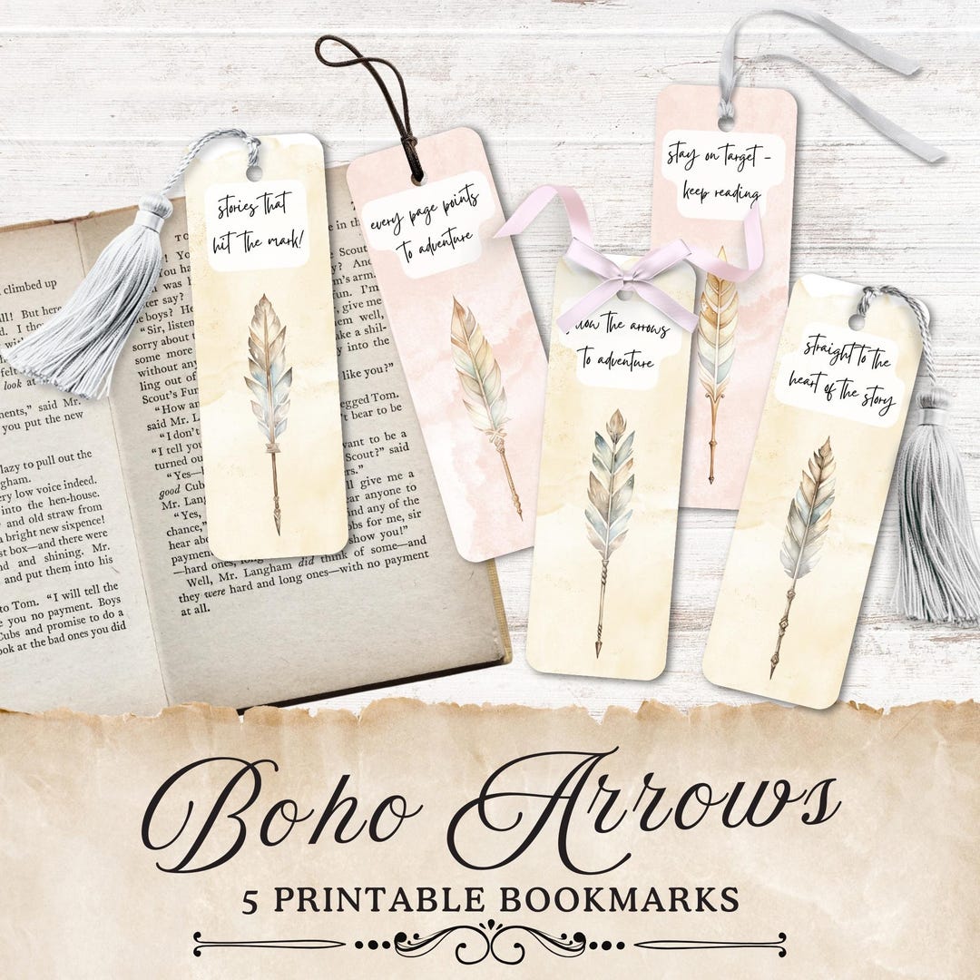 Boho Arrows Printable Bookmark, Cottagecore Bookmarks, Decorative ...