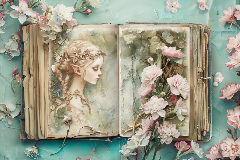 Elven Forest Theme Paper 6 Enchanted Elf Junk Journal Pages Digital ...