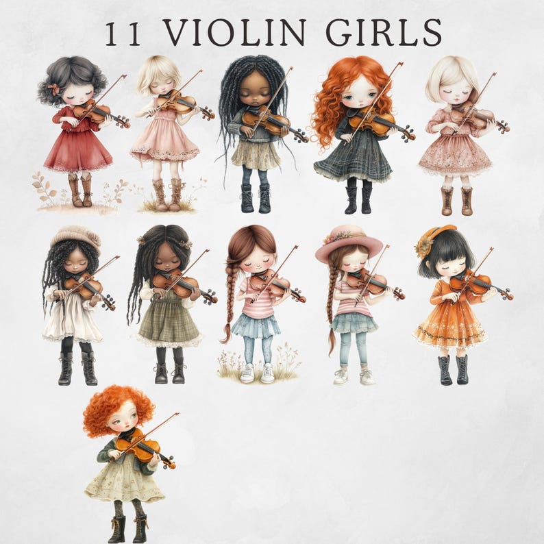 Violin Girl Clipart | Transparent Kawaii Kids | Junk Journal ...