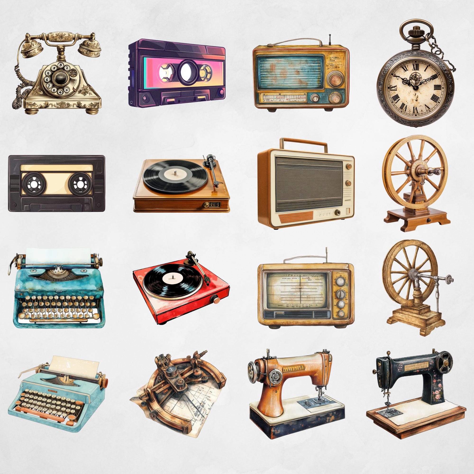 Vintage Gadgets Clipart, Retro Electronics PNG, Old Appliances Clip Art ...