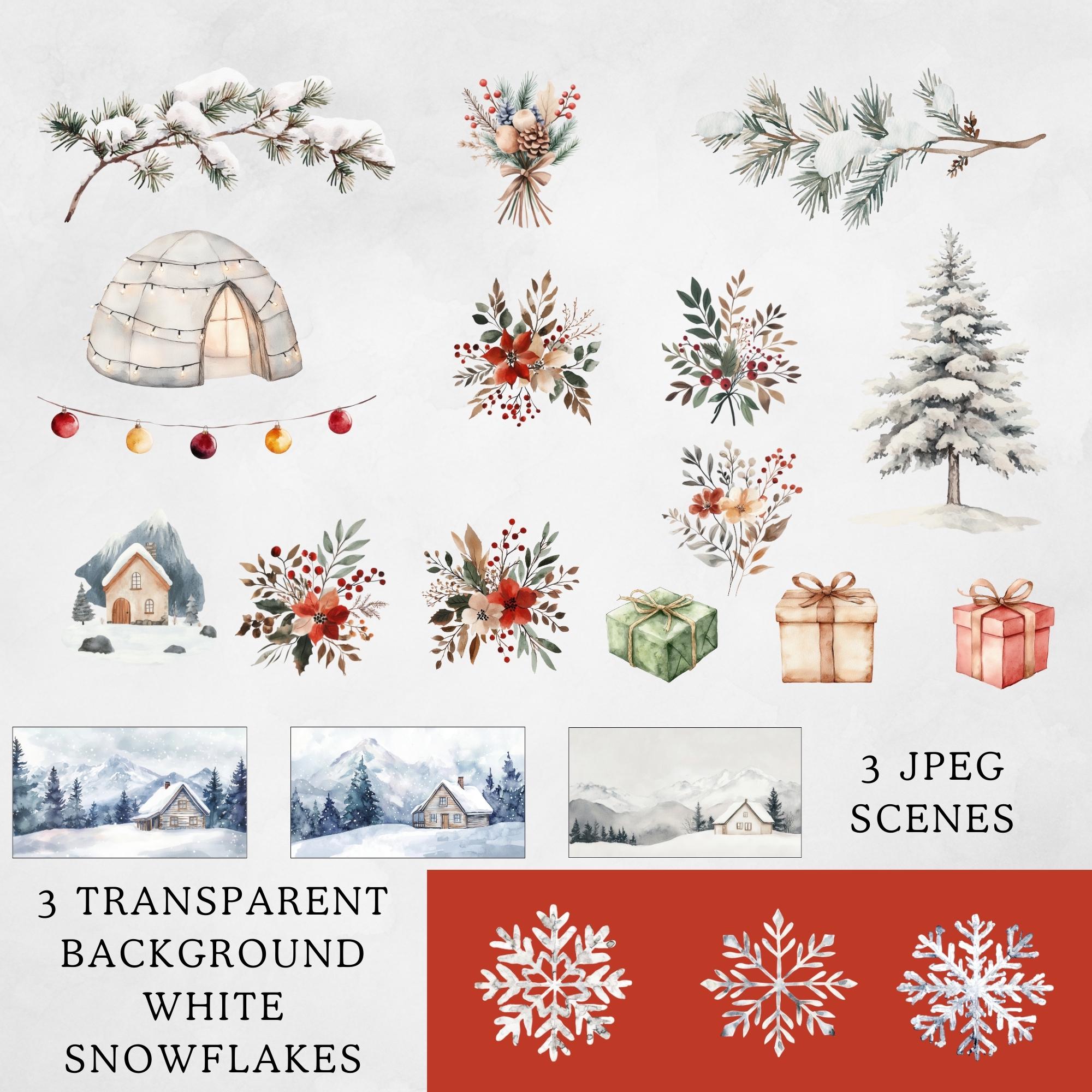 Arctic Animals Watercolor Clipart, Christmas Polar Bears PNG, Penguin ...