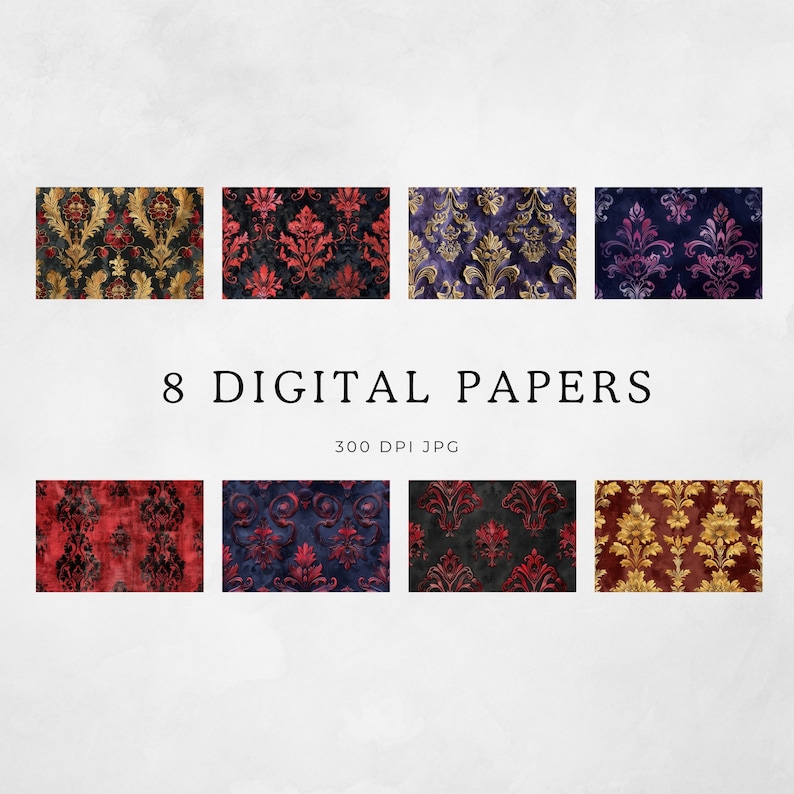 Velvet Damask Textures | Digital Papers, Scrapbooking, Junk Journal ...