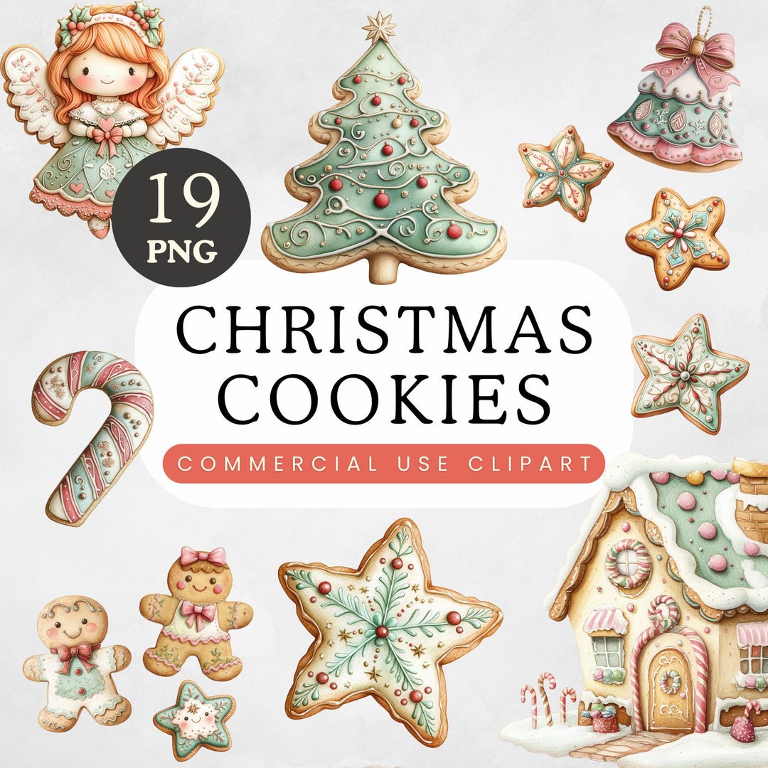 Pastel Christmas Cookie Clip Art | Holiday Baking | Gingerbread Men ...