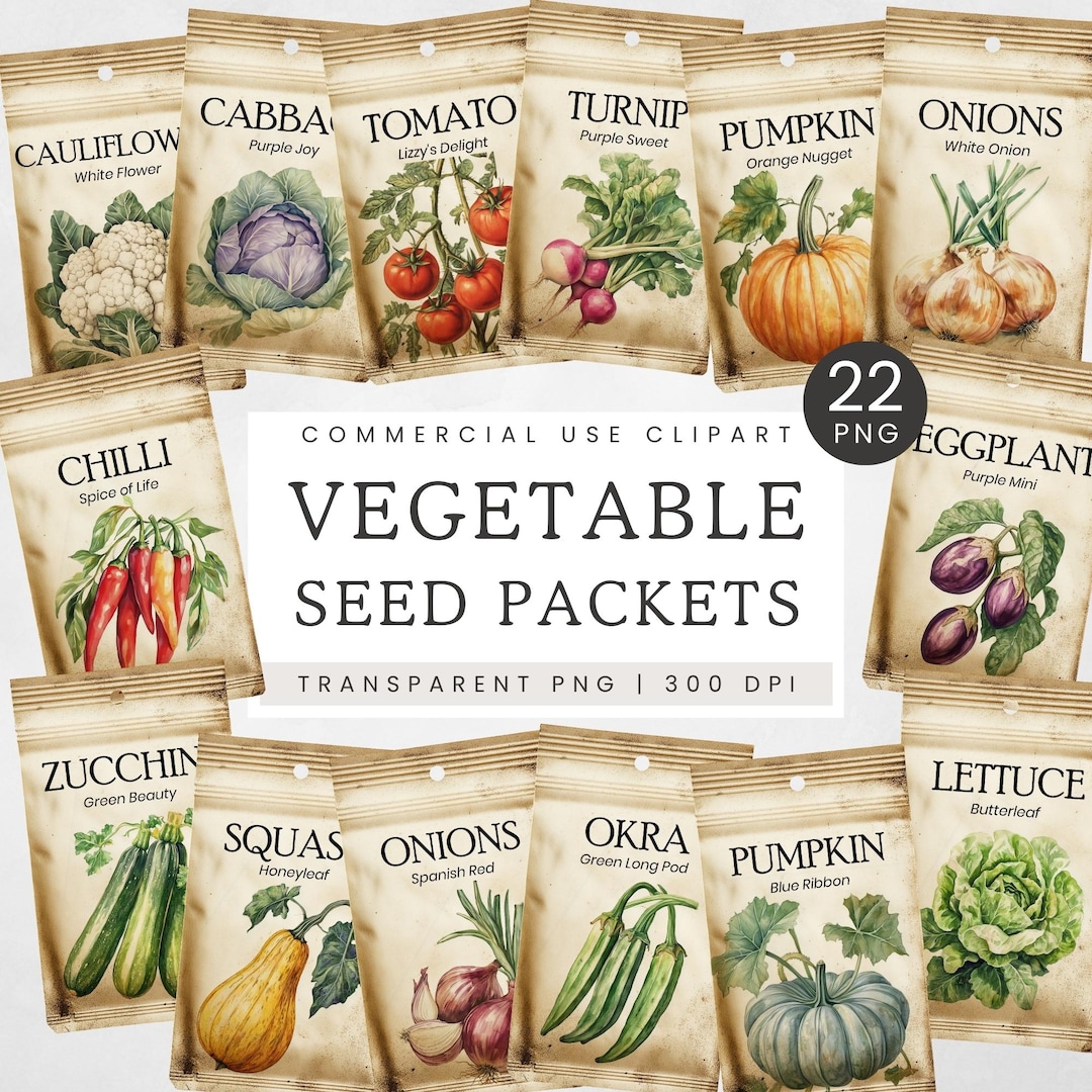 Seed Packet PNG, Vegetable Seed Packet Clipart, Vintage Scrapbooking ...