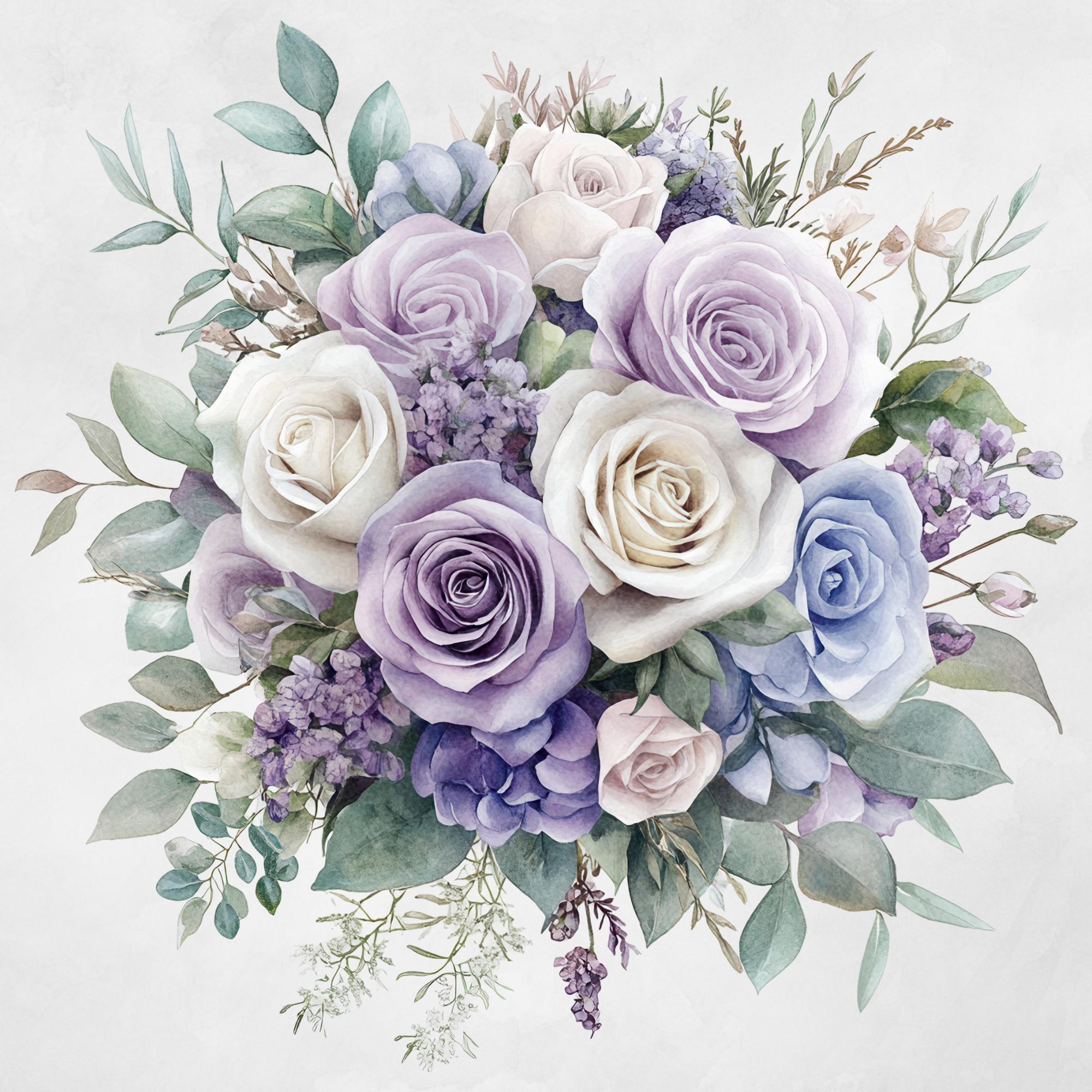 Lavender Roses Clipart | Wedding & Bridal Watercolor Floral Png ...