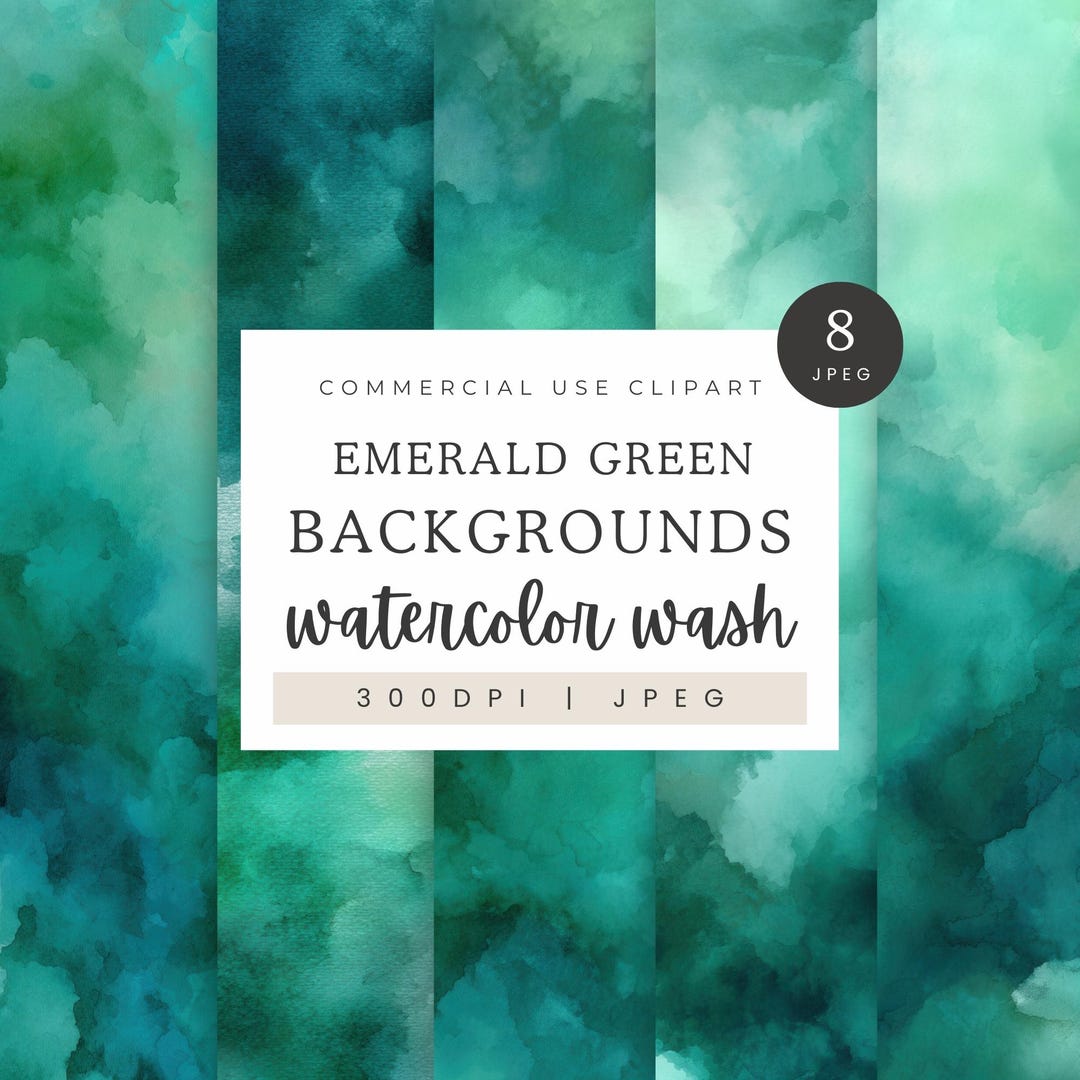 Emerald Green Watercolor Texture Backgrounds, Green Watercolor Washes ...