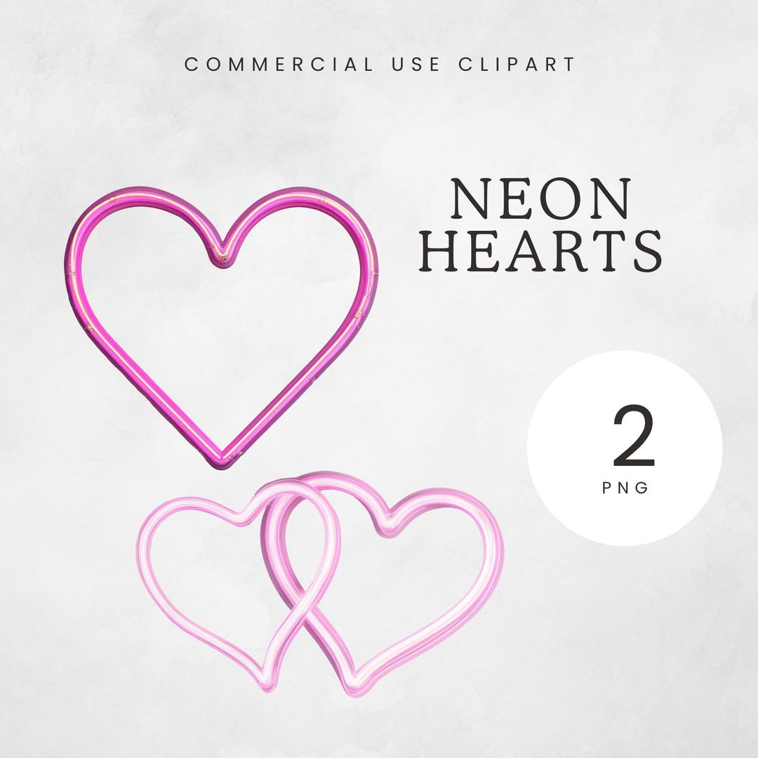 Neon Heart Clipart, Single Heart PNG, Entwined Hearts Clip Art ...