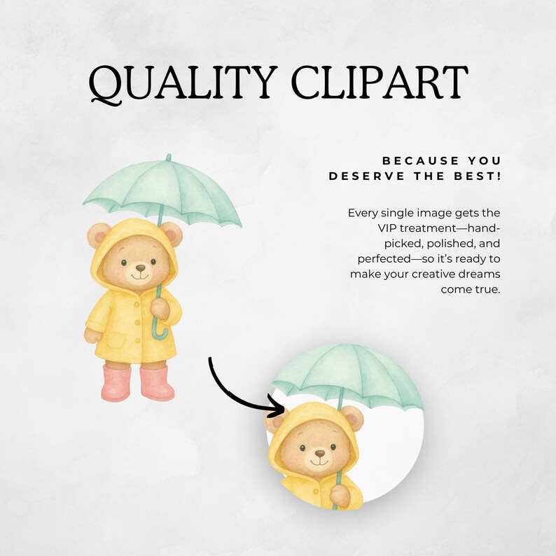 Bear With Umbrella Clipart, Cute Watercolor Teddy With Raincoat PNG ...