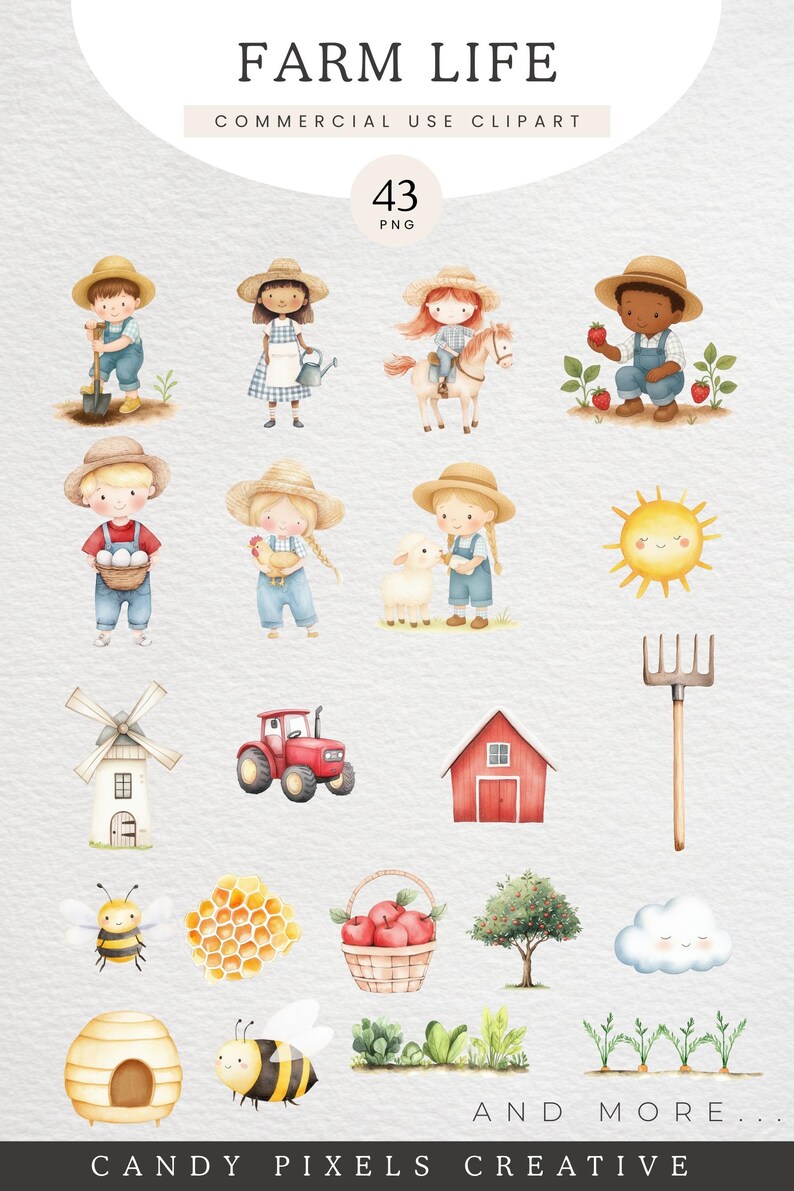 Farm Yard Clipart, Watercolor Animals Clip Art, Farm Stand Clip Art ...