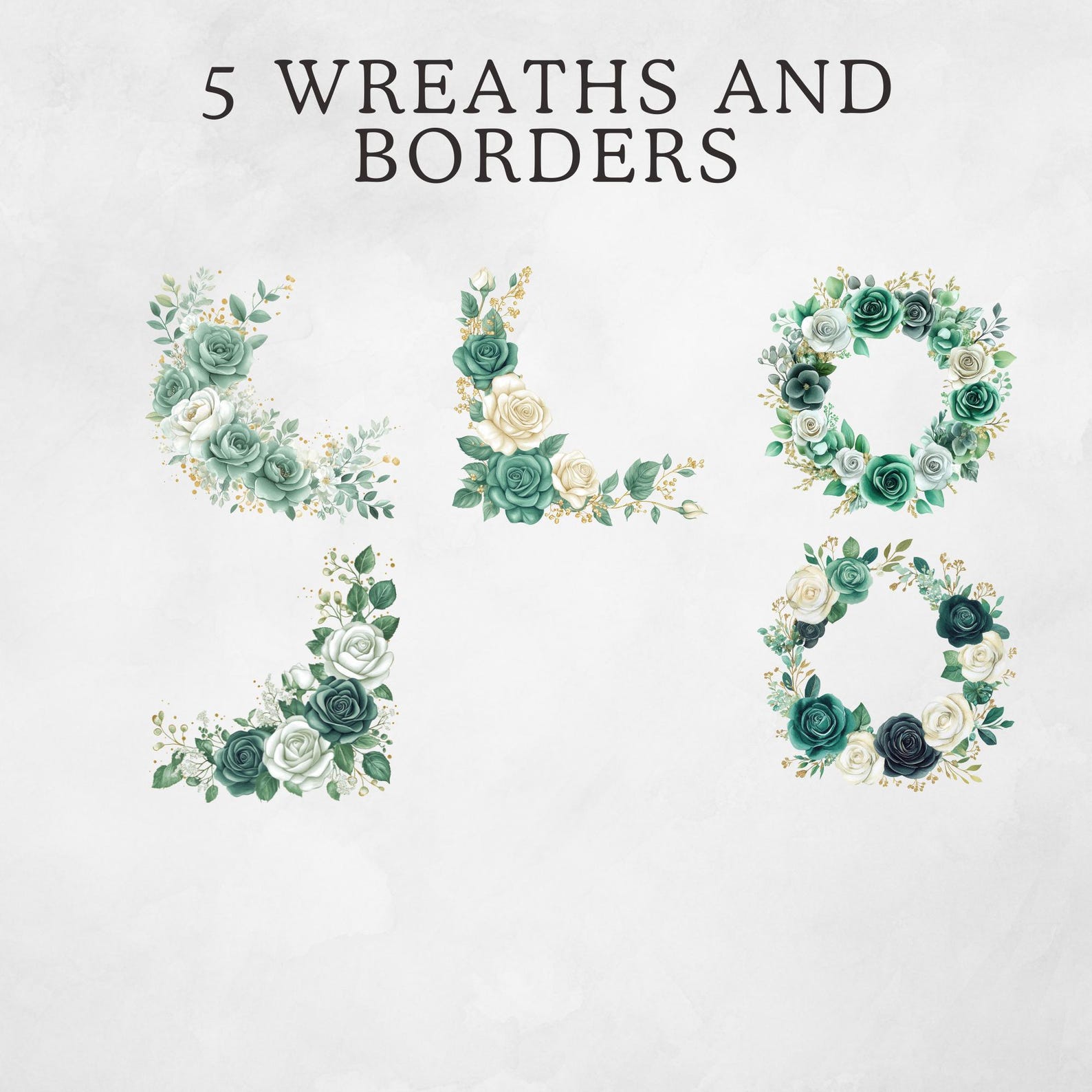 Emerald Green Roses PNG | Wedding & Bridal Watercolor Floral Clipart ...