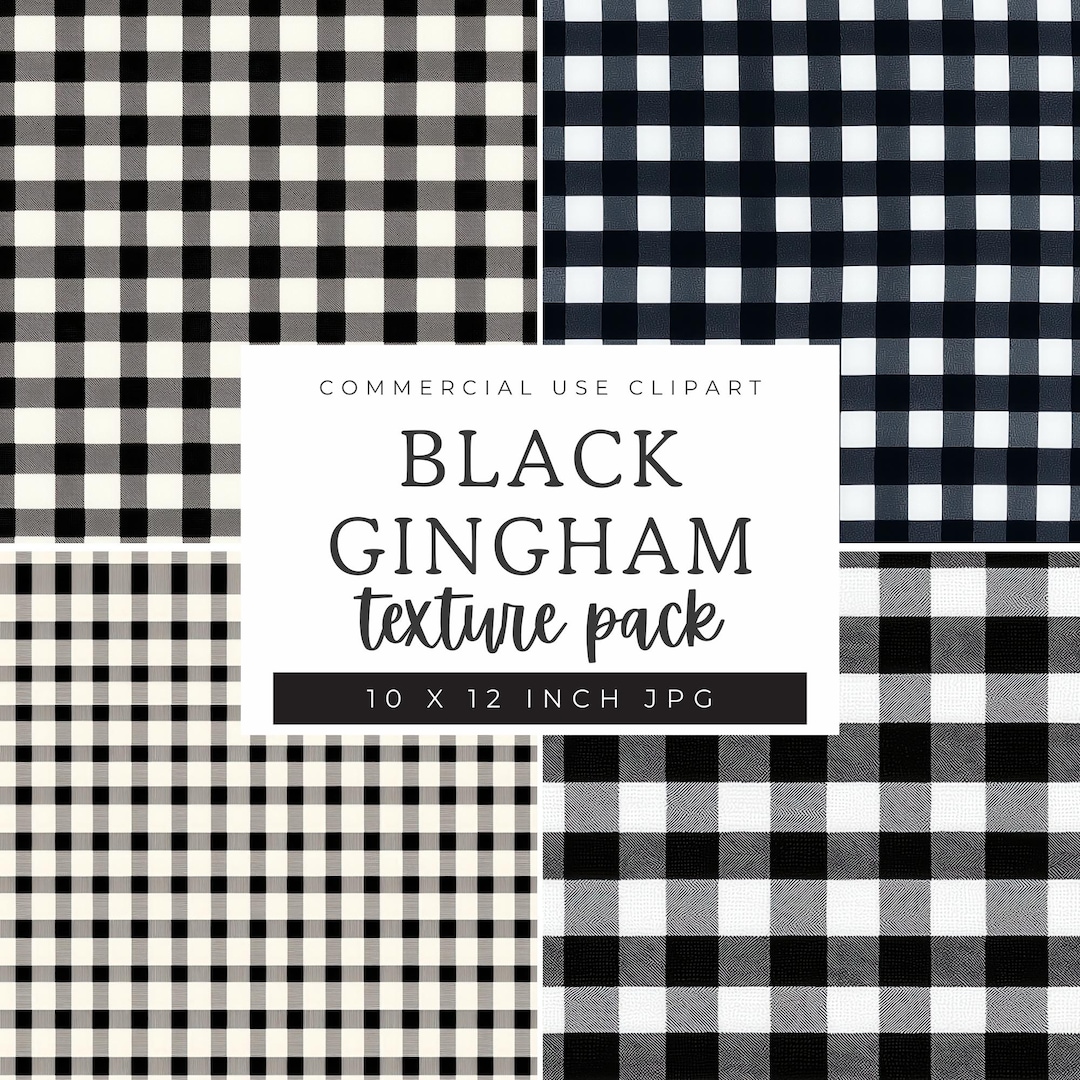 Black Gingham Pattern Digital Paper, Plaid Background Texture, Gingham ...