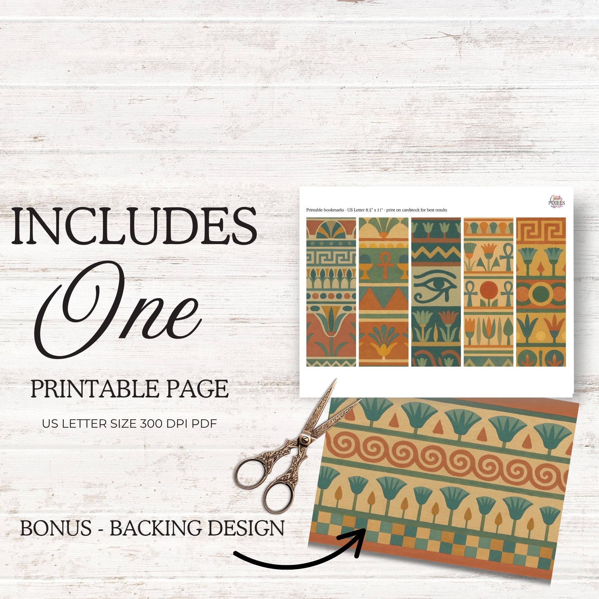 Egypt Printable Bookmarks, Ancient Egyptian Patterns Bookmarks, Print ...