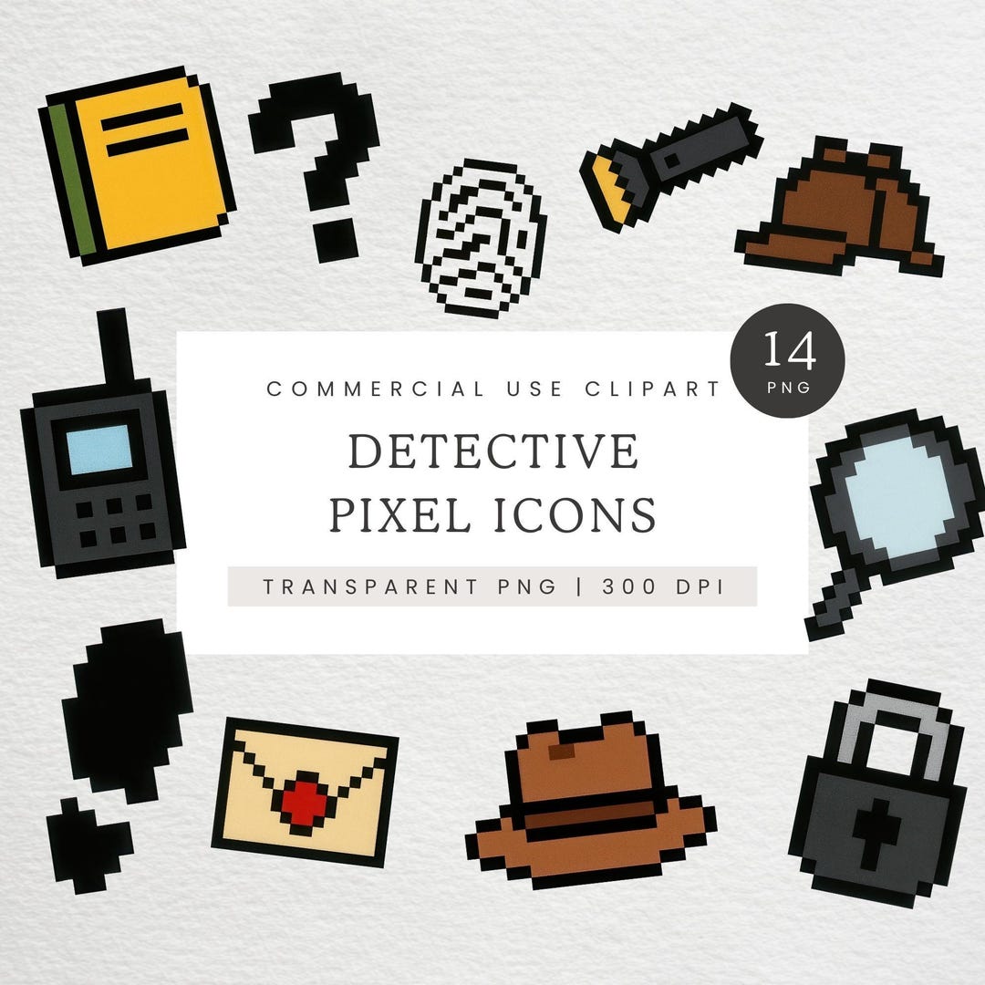 Icons Detective Clip Art, Kids Mystery Clipart, Detective Icons PNG ...