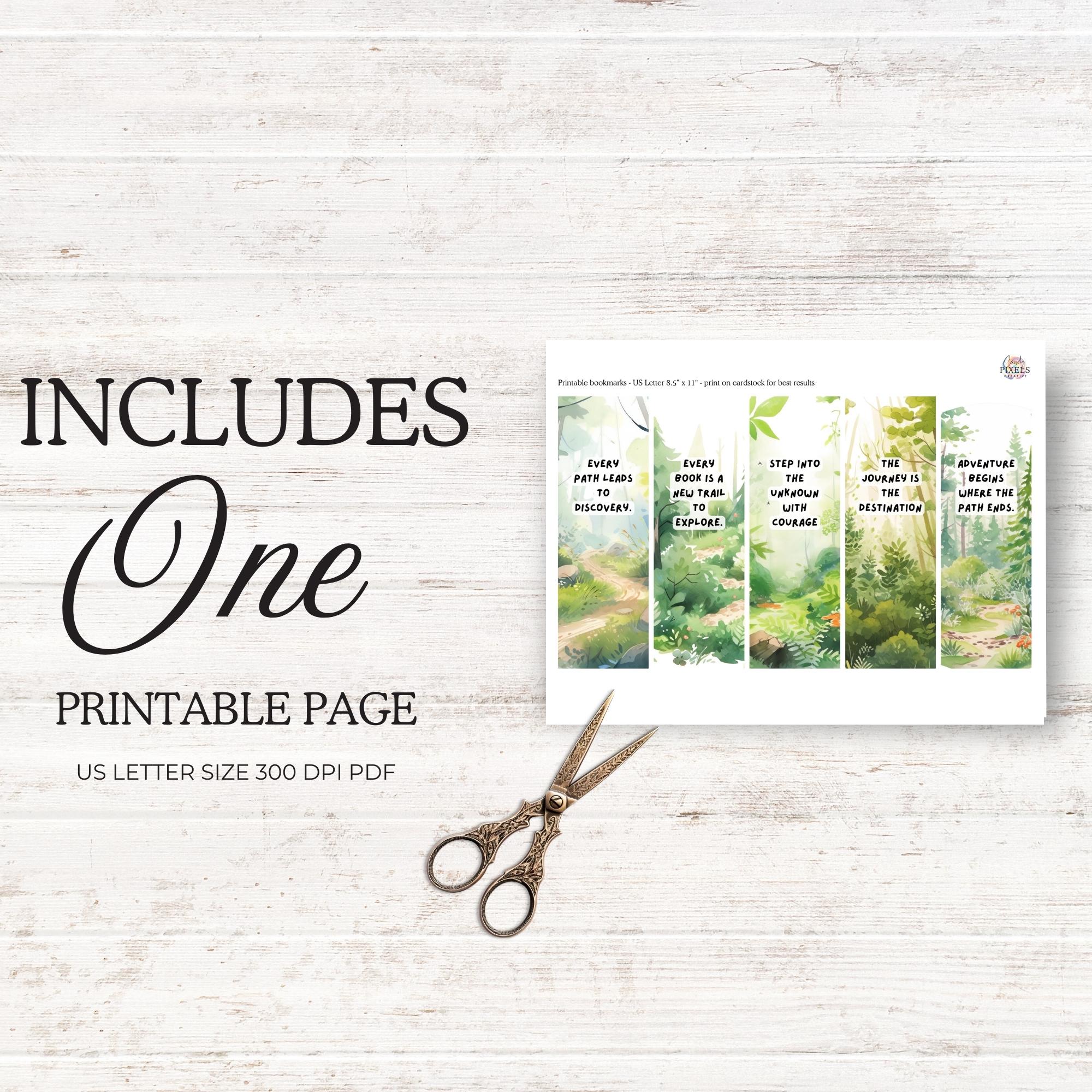 Forest Adventure Bookmarks Printable, Cute Printable Bookmark, Print at ...