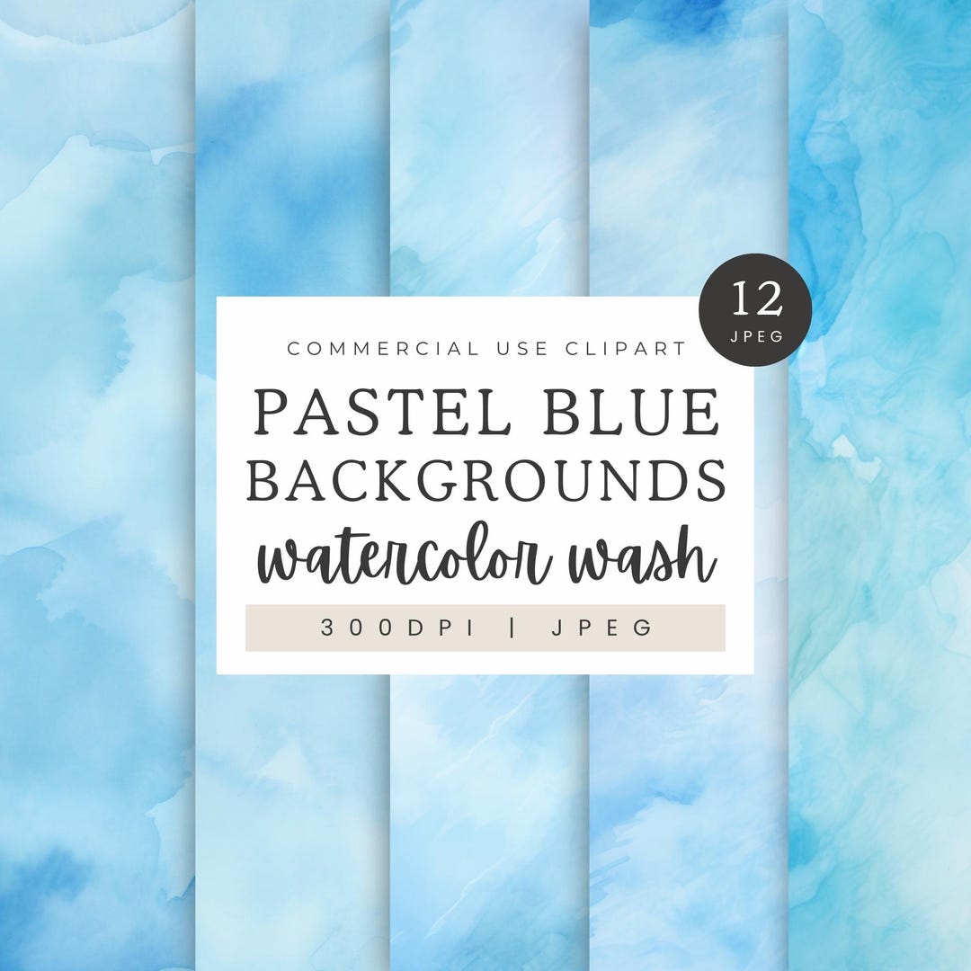 Pastel Blue Watercolor Texture Backgrounds, Sky Blue Watercolor Washes ...