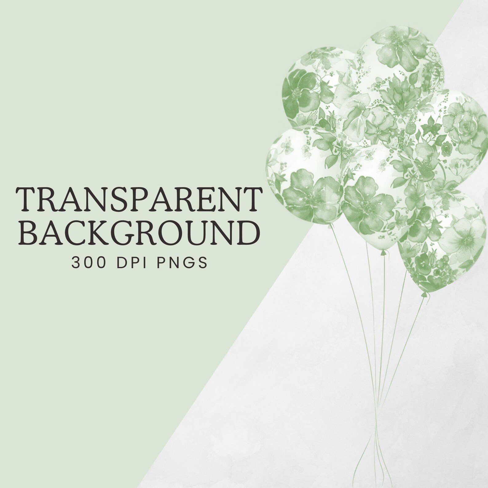 Sage Green Toile Balloons Clipart Pack | Baby Shower Toile De Juoy PNG ...