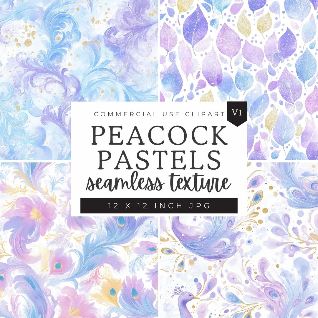 Peacock Digital Papers, Abstract Preppy Peacock Feather Seamless ...