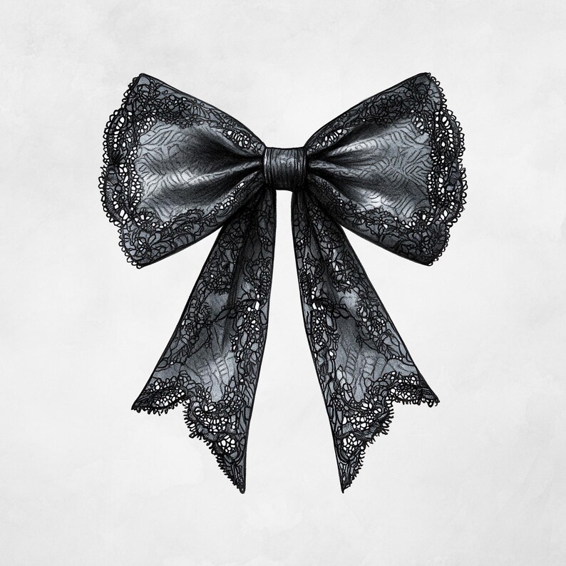 Black Coquette Bows Clipart, Watercolor Coquette Style PNG, Preppy ...