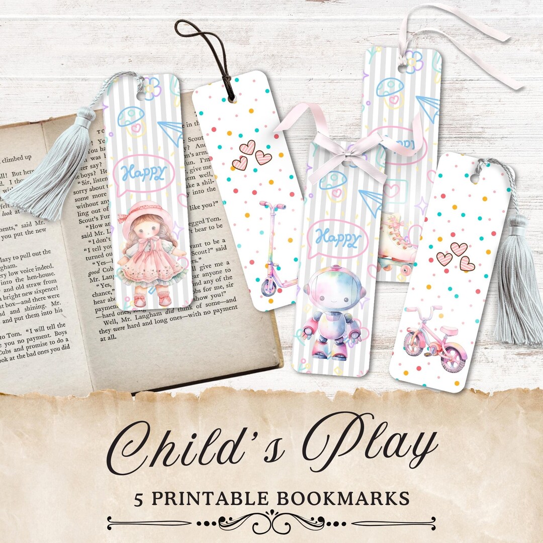 Cute Kids Toy Bookmarks Printable, Kids Bookmark Printable, Print at ...