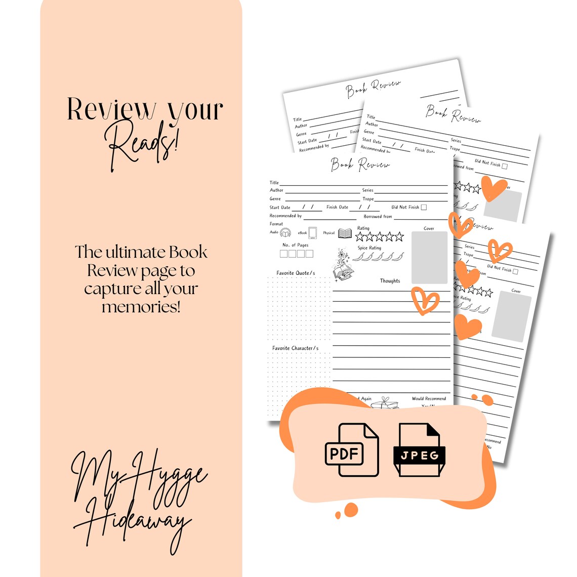 Book Review Template Printable, Half Page Book Review, Review Page ...