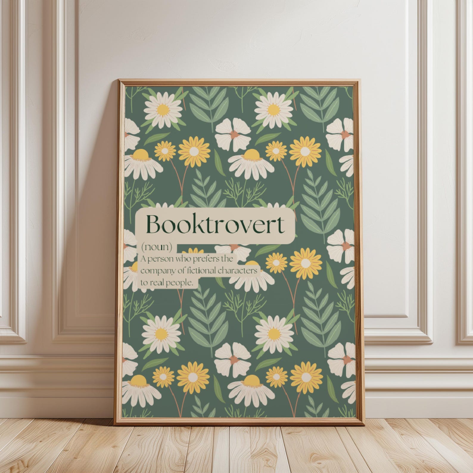 Floral Booktrovert Digital Wall Art Print, Wall Art for Bookish Girls ...