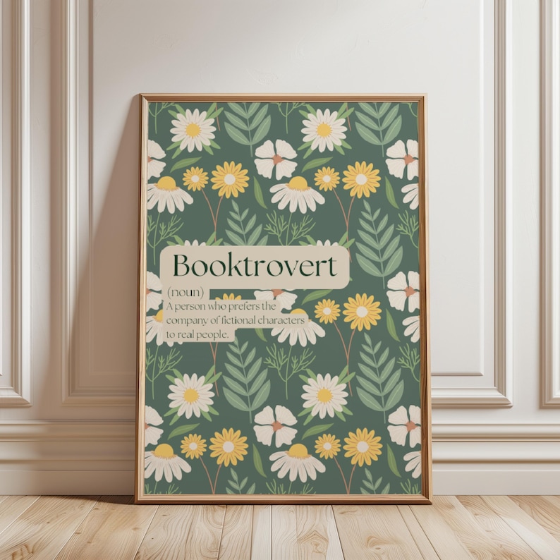 Floral Booktrovert Digital Wall Art Print, Wall Art for Bookish Girls ...