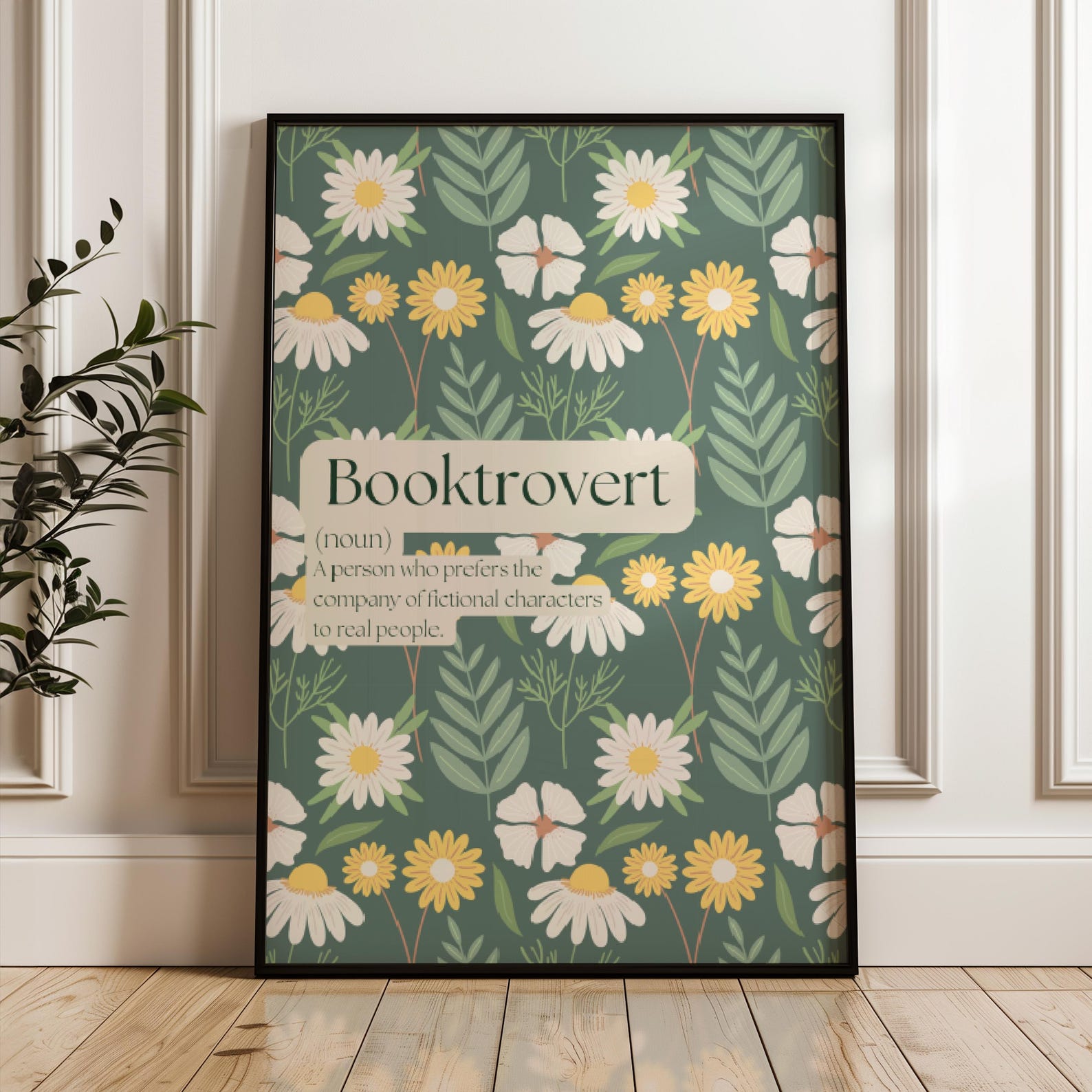 Floral Booktrovert Digital Wall Art Print, Wall Art for Bookish Girls ...