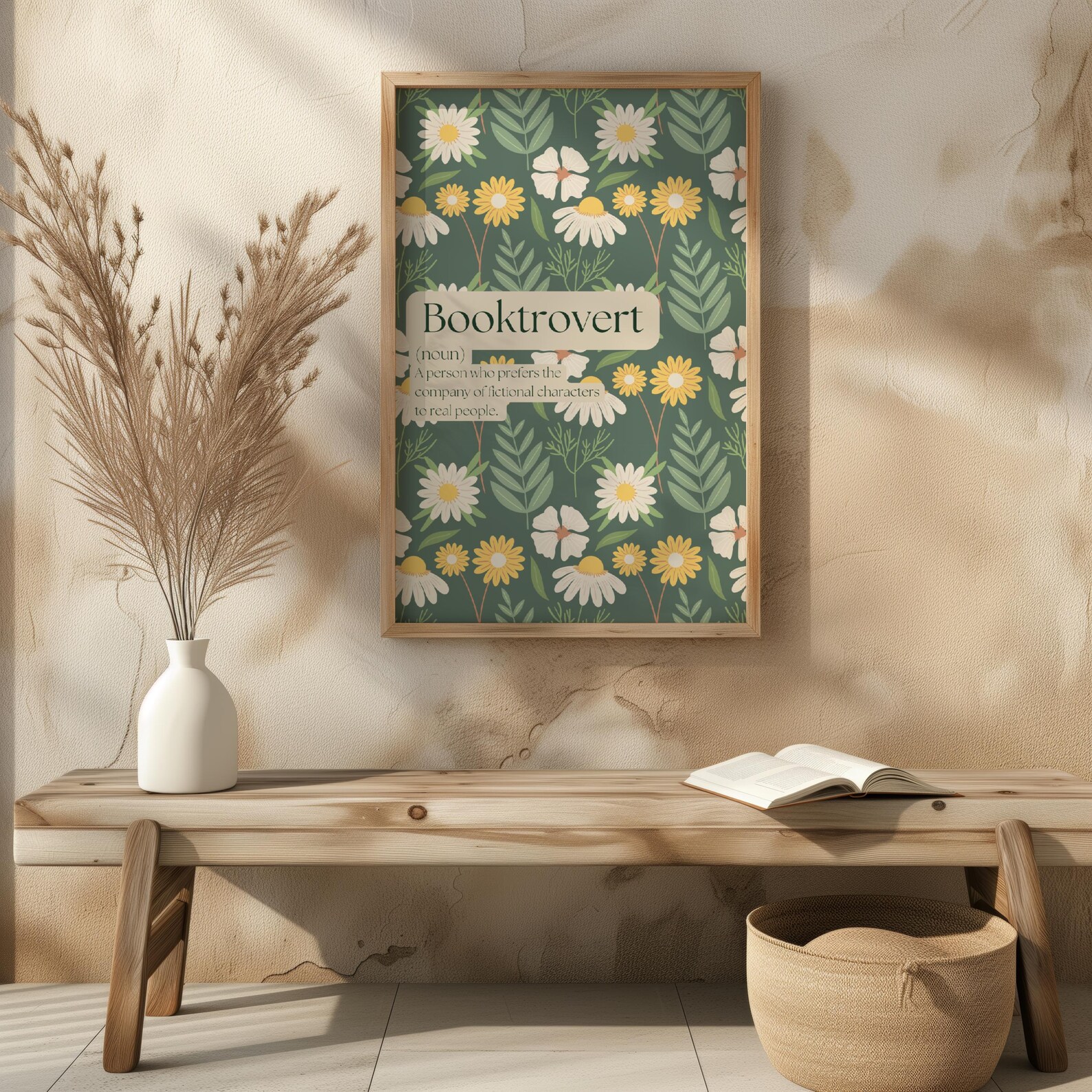 Floral Booktrovert Digital Wall Art Print, Wall Art for Bookish Girls ...