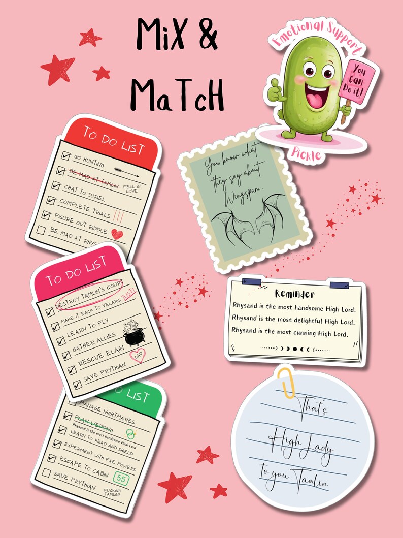 CUSTOM 6 Bookish Stickers, Fantasy Book Lovers, Romance Kindle Stickers ...